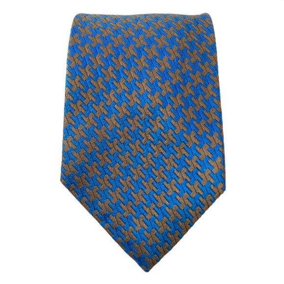 Altea | Accessories | Altea Milano Blue Houndstooth Silk Tie Hmade ...